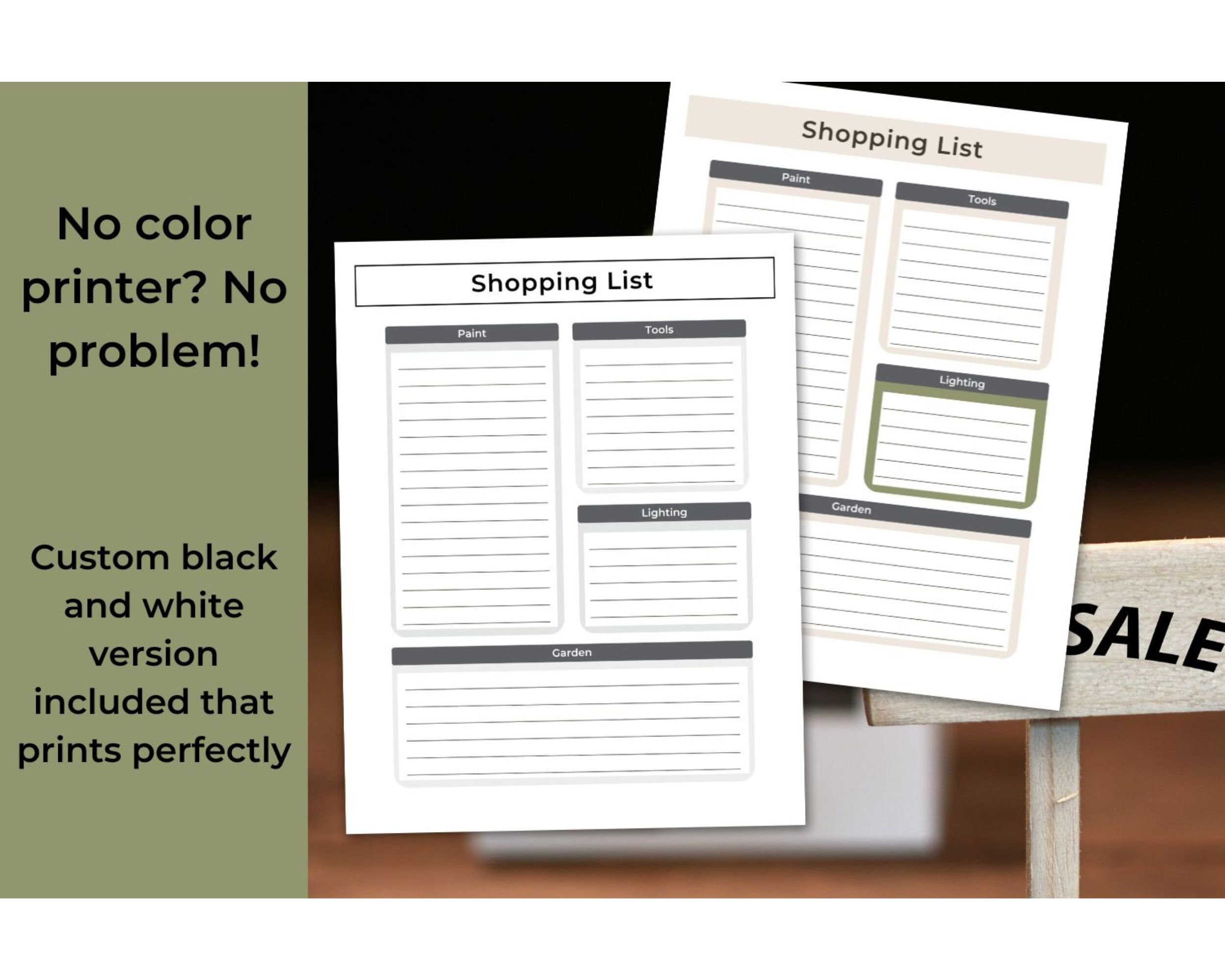 Hardware Store Shopping List, Printable Blank Checklist, Perfect for ...