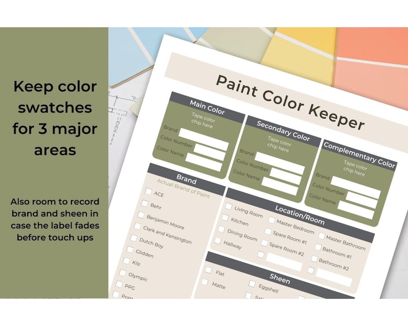 Paint Color Keeper Perfect for Any Bone Binder, Interior Design Planner ...