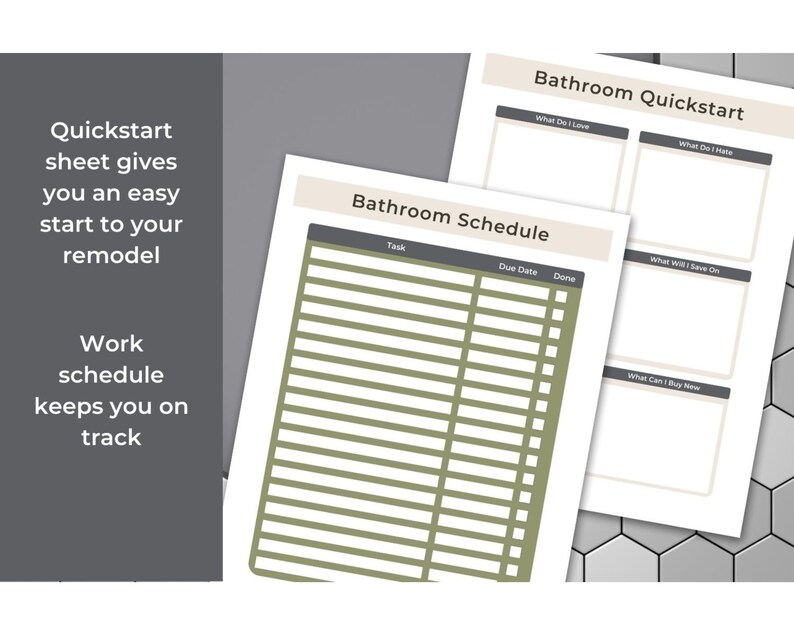 Bathroom Remodel Quickstart, Printable Remodel Budget Planner ...