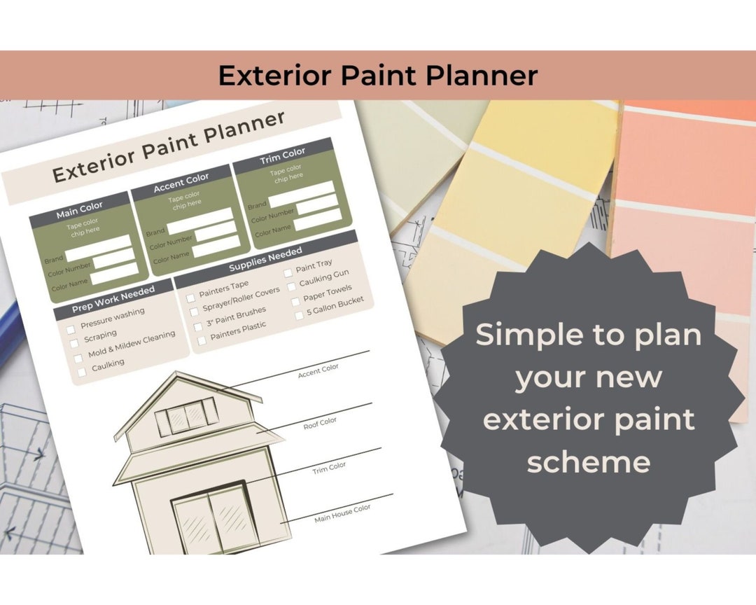 Exterior Paint Planner, Home Paint Palette and Home Planner, Printable ...