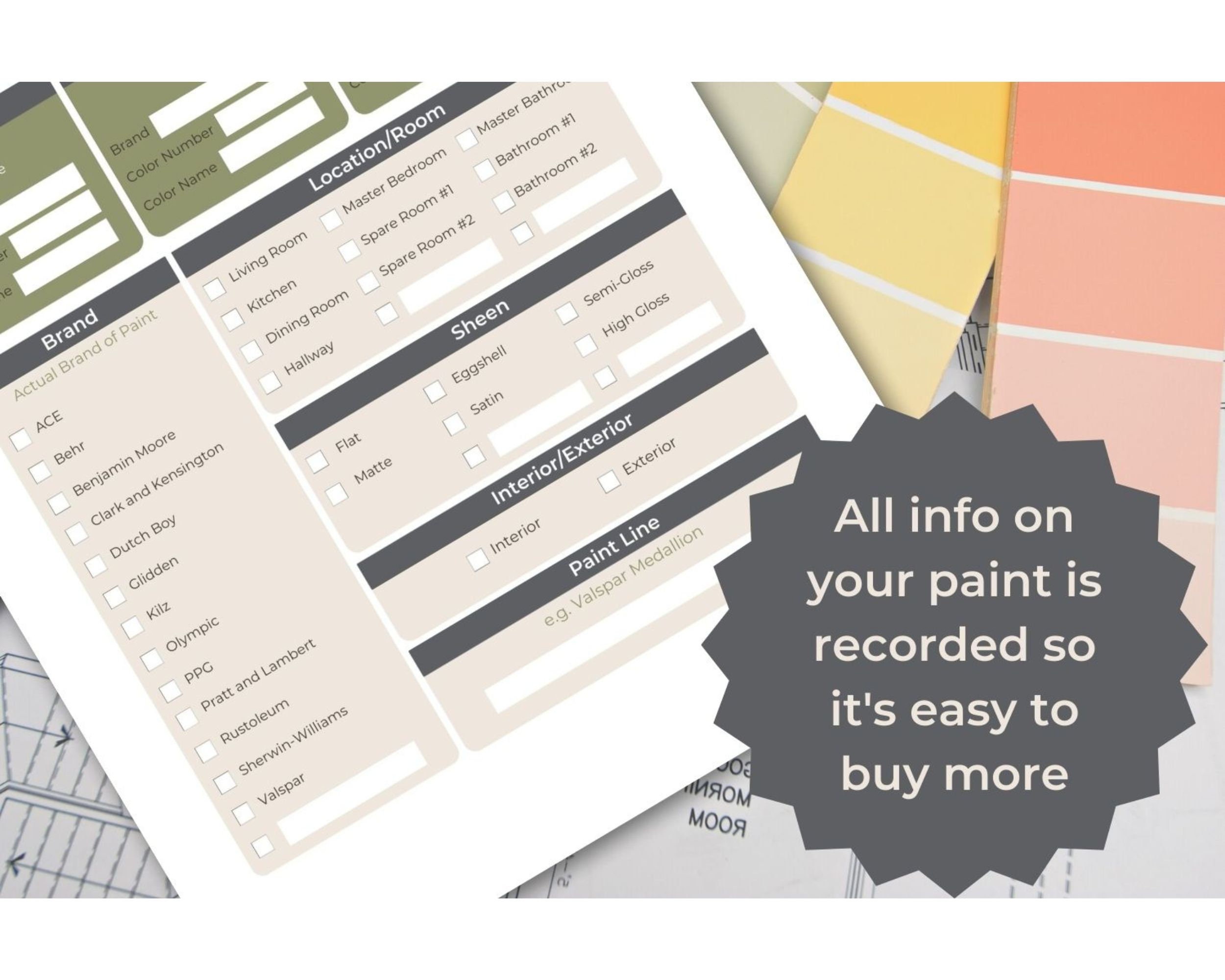 Paint Color Keeper Perfect for Any Bone Binder, Interior Design Planner ...