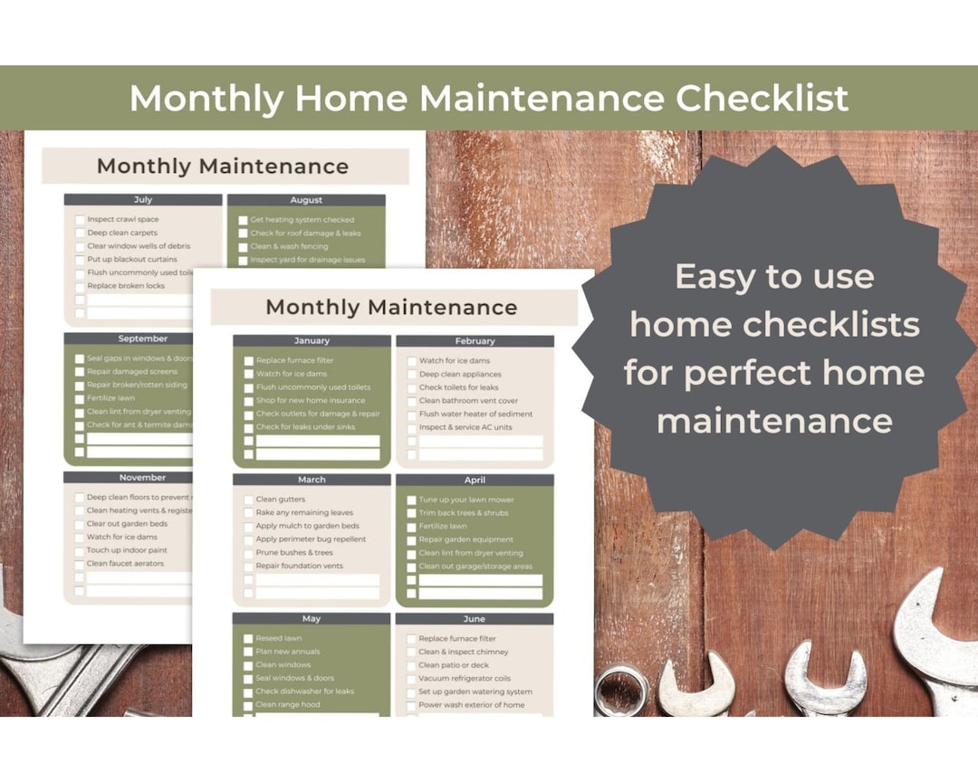 Monthly Home Maintenance Checklist, Perfect for Your Home Binder ...