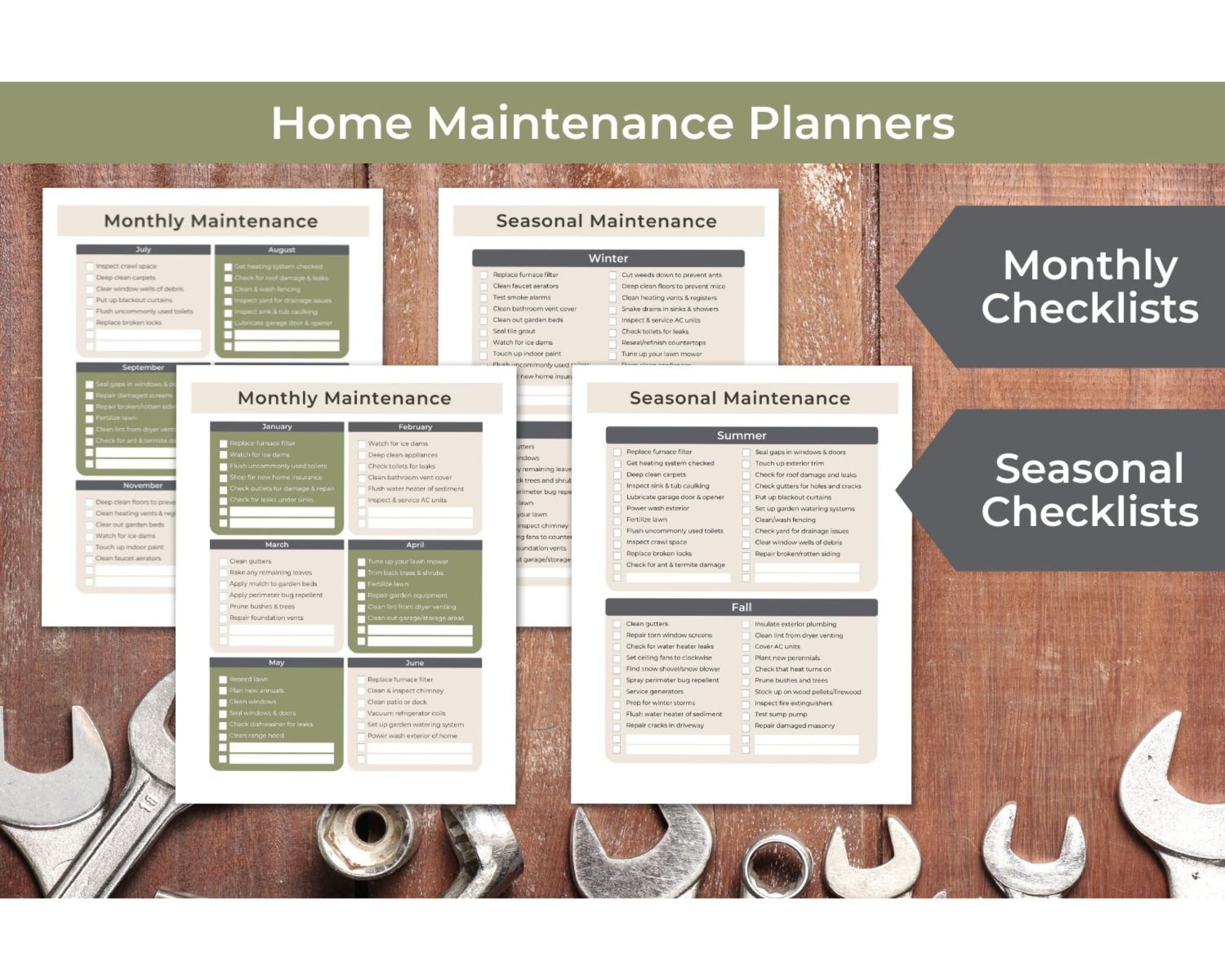 Monthly Maintenance & Seasonal Maintenance Checklist, Home to Do List ...