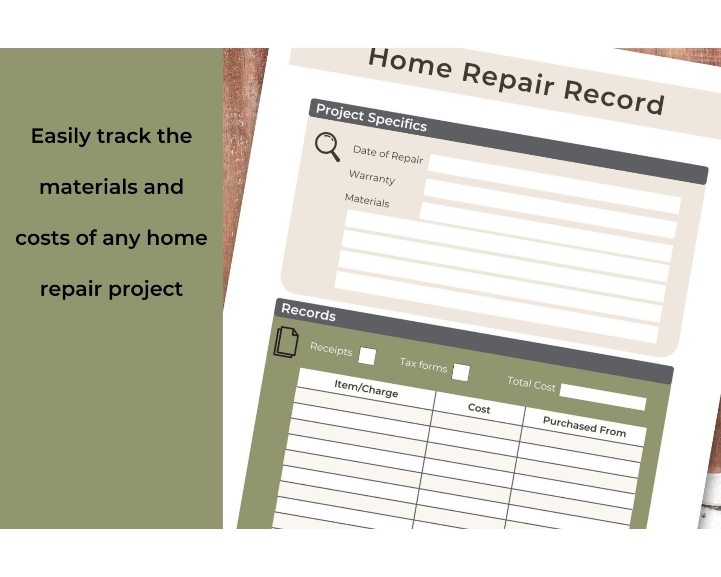 Home Repair and Warranty Printable Tracking Bundle, Appliance Warranty ...