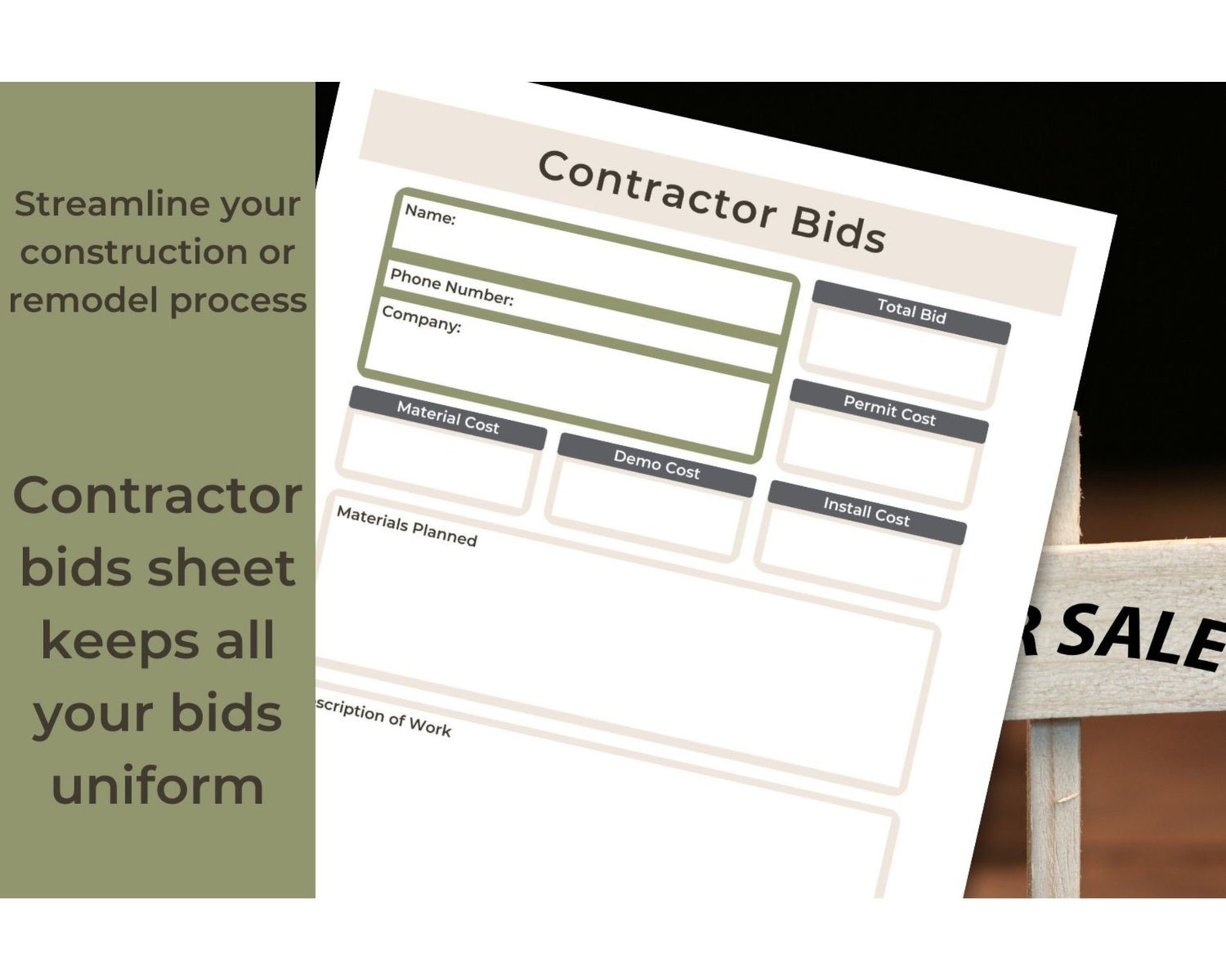 Contractor Selection Bundle, Great for Home Improvement Projects, Use ...