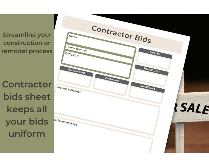 Contractor Selection Bundle, Great for Home Improvement Projects, Use ...