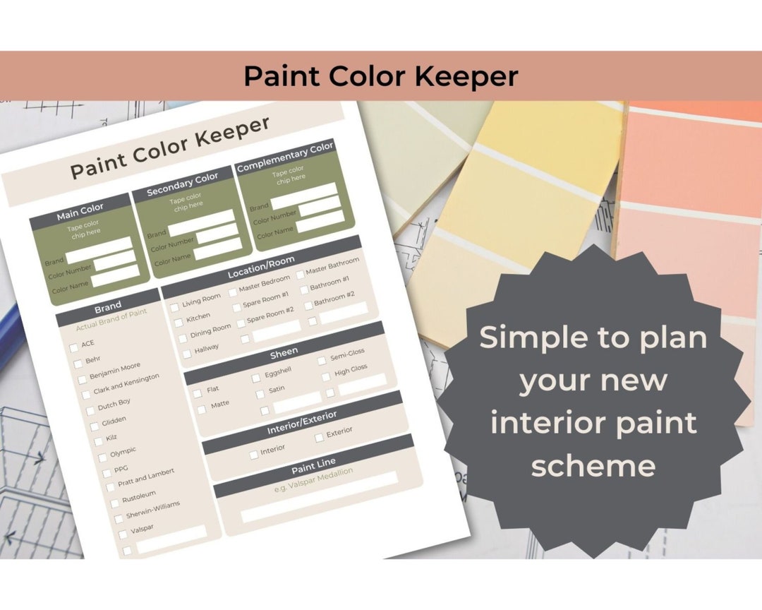 Paint Color Keeper Perfect for Any Bone Binder, Interior Design Planner ...