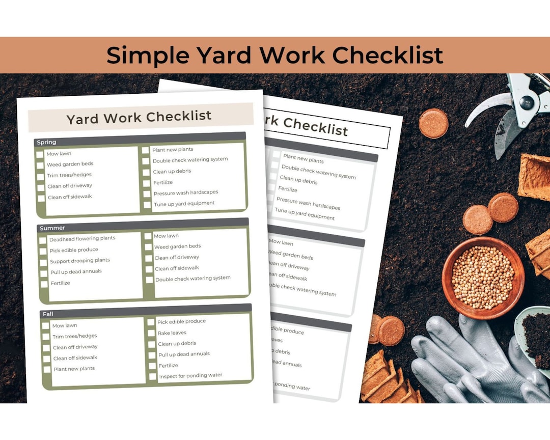 Yard Work Checklist With Room to Add Your Own Yard Chores, Add to Any ...