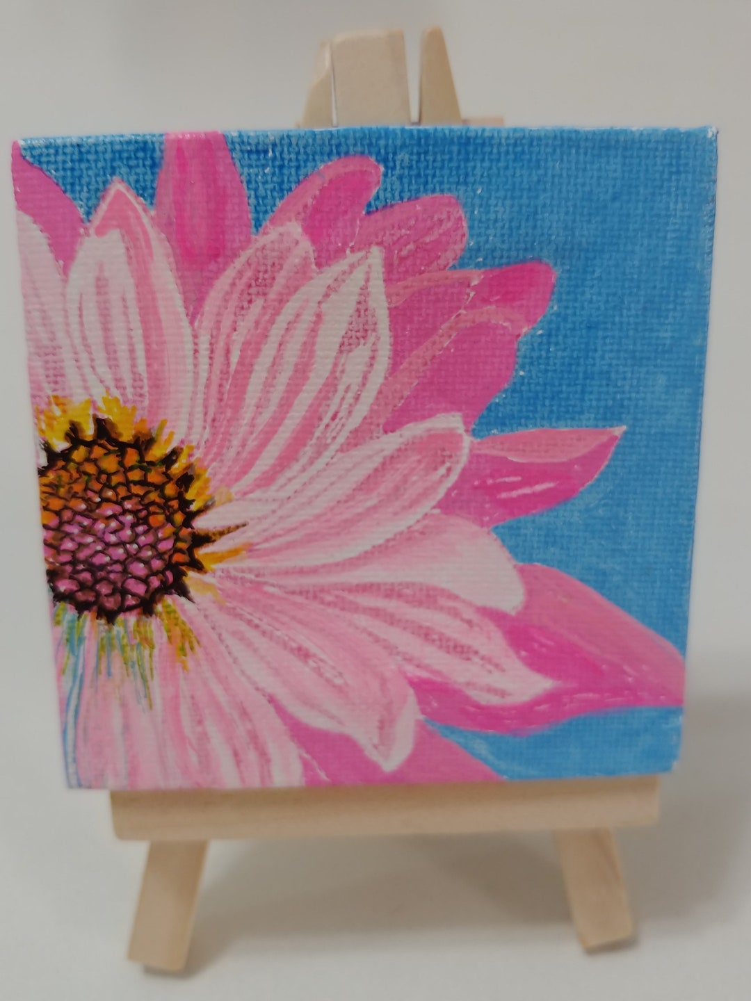 Mini Botan(peony) Flower Acrylic Hand Painting /3x3" Canvas( Include ...