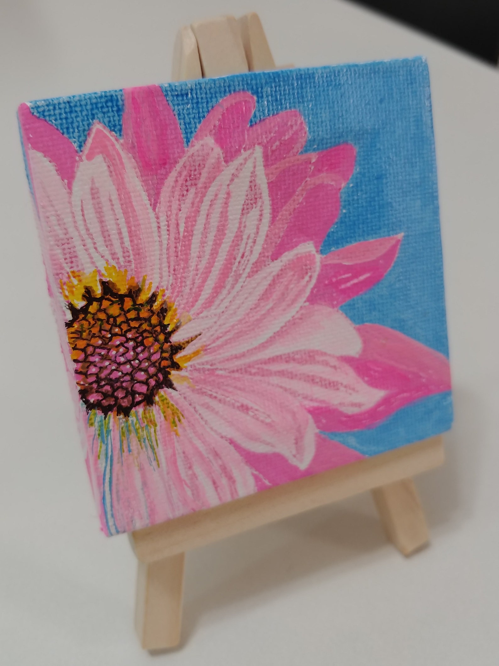 Mini Botan(peony) Flower Acrylic Hand Painting /3x3" Canvas( Include ...