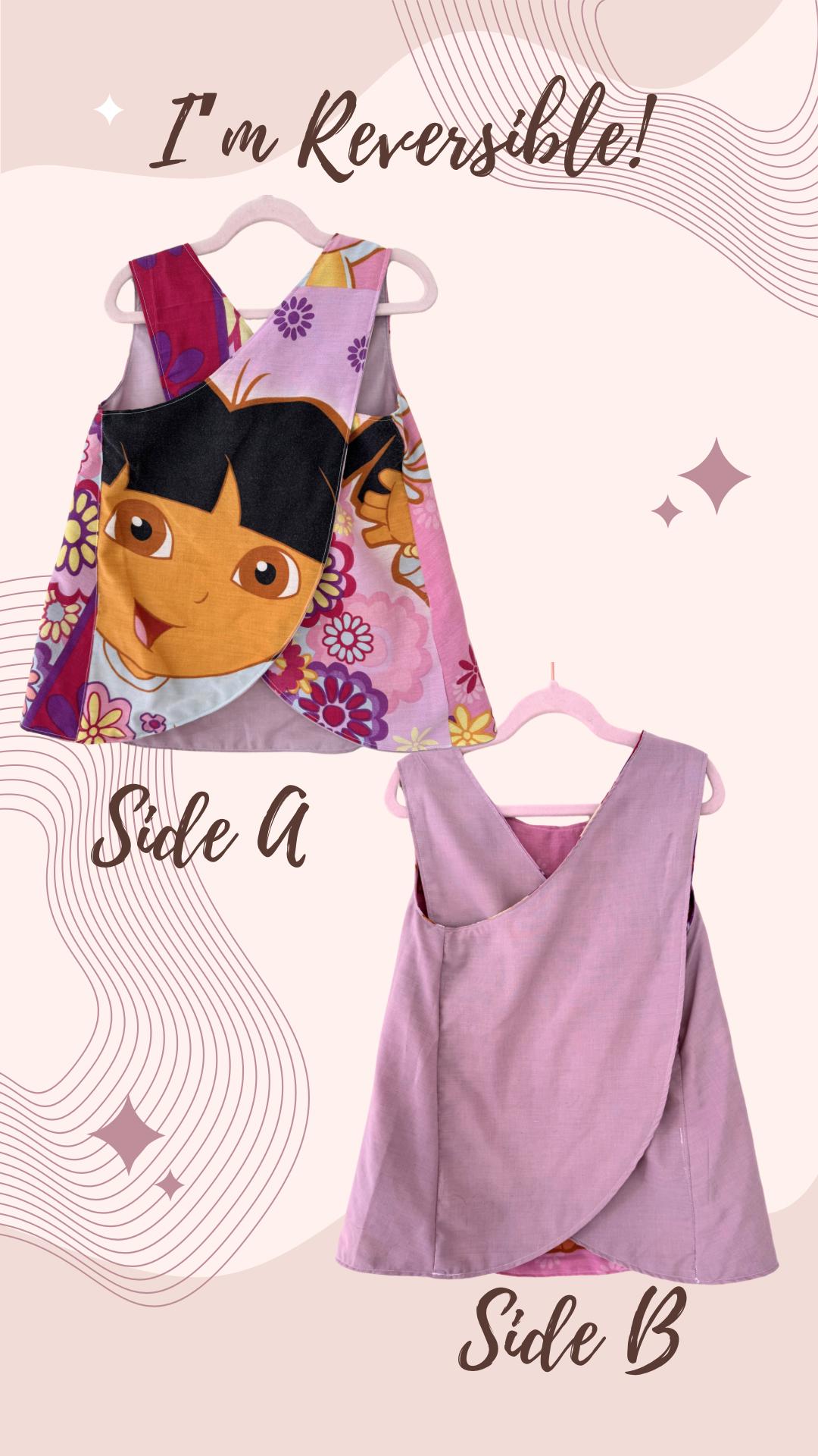 Dora the Explorer| Custom Made | Crisscross Back Reversible Shirt/dress ...