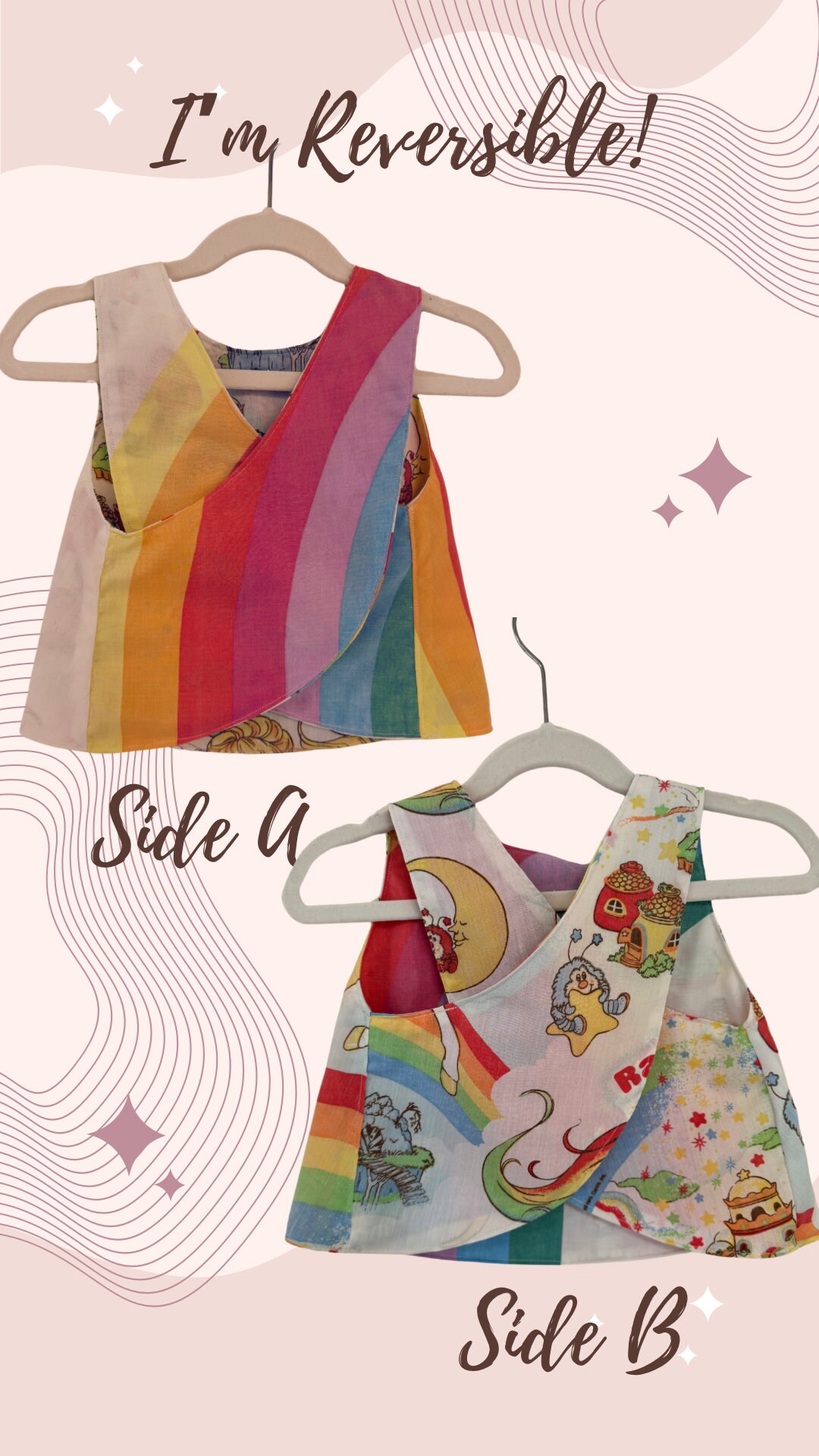 Rainbow Brite | Custom Made | Crisscross Back Reversible Shirt/dress - Etsy