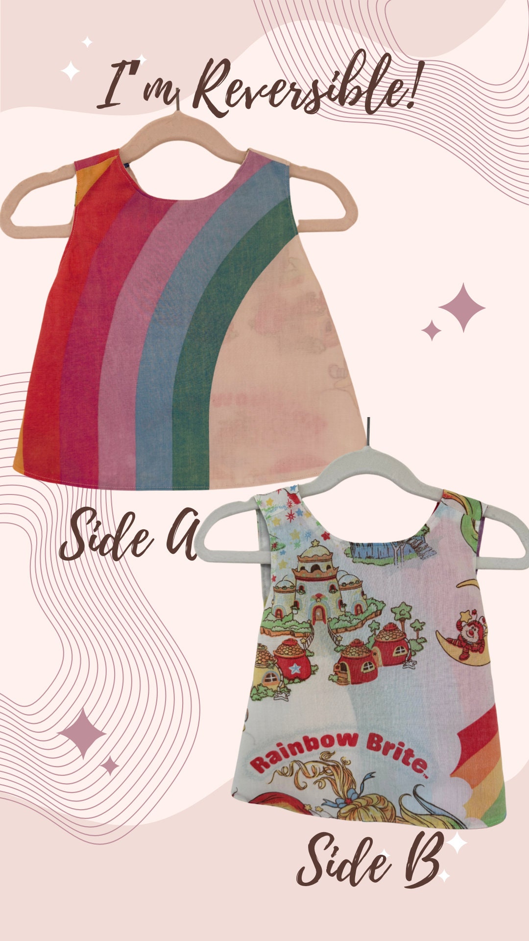 Rainbow Brite | Custom Made | Crisscross Back Reversible Shirt/dress - Etsy