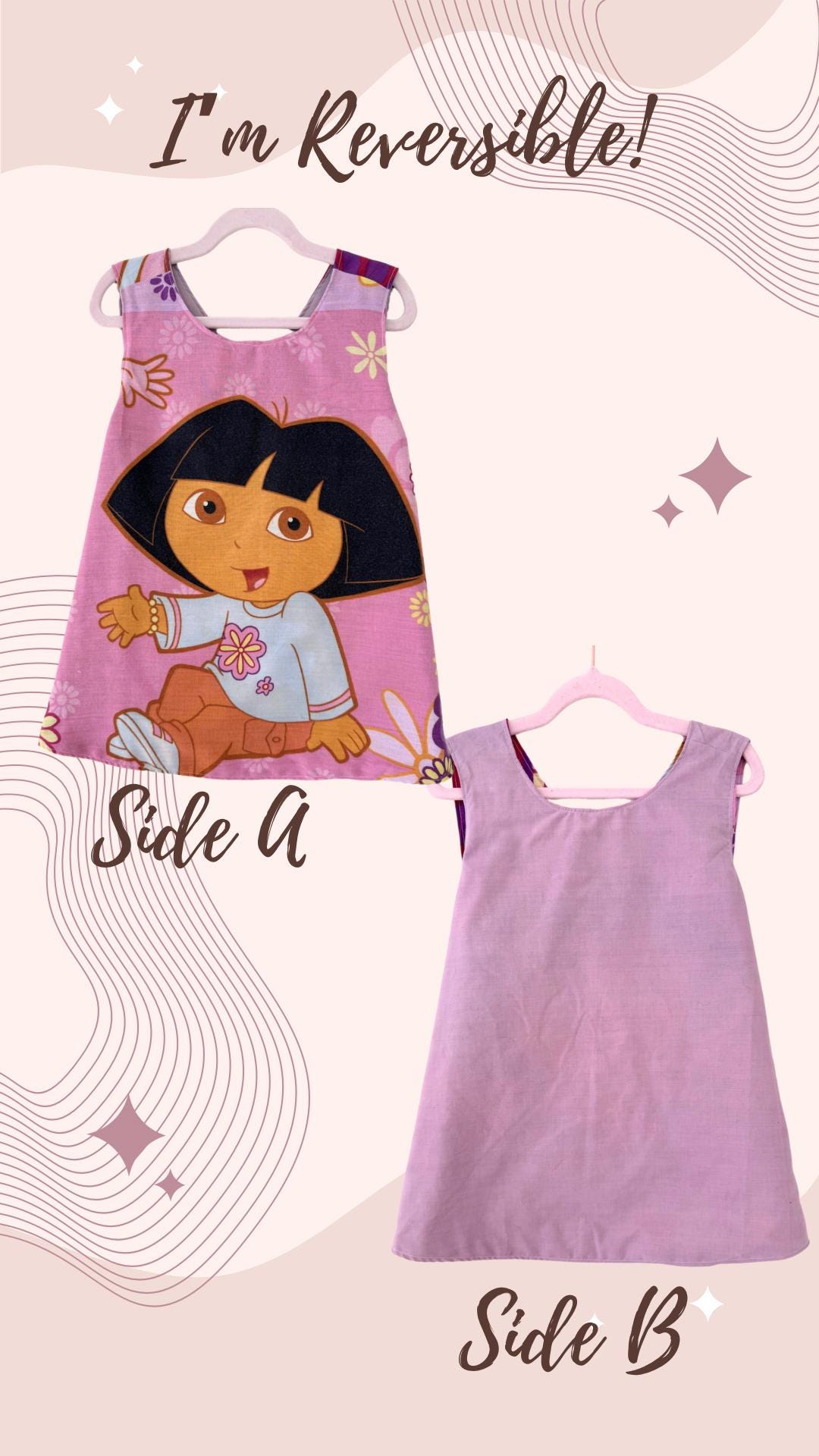 Dora the Explorer| Custom Made | Crisscross Back Reversible Shirt/dress ...