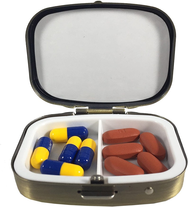 Classy Brass Two Section Pocket, Purse, Travel Size Pill Box Case - Etsy