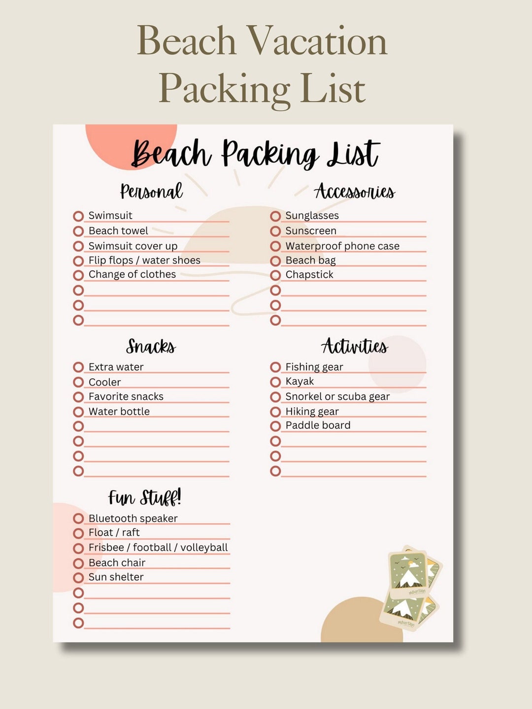 Beach Vacation Packing List | Beach Checklist | Printable Travel ...