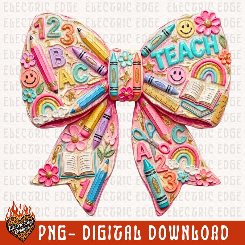 Teach Bow PNG, Teacher Digital Download, Back to School Design ...