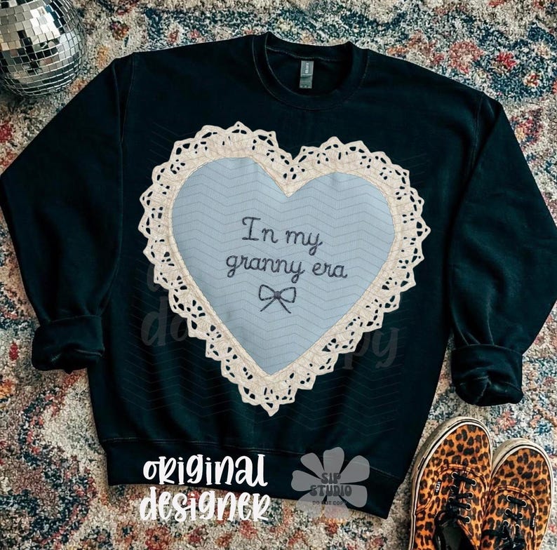 In My Granny Era Lace Heart Png Design | Grandma Core Digital Download ...