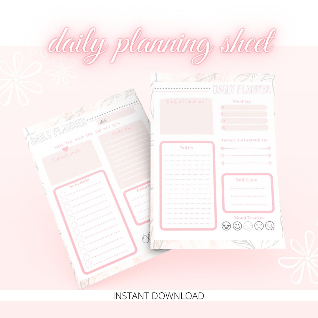 Printable Daily Planner Sheet | Daily to Do List | Daily Schedule ...