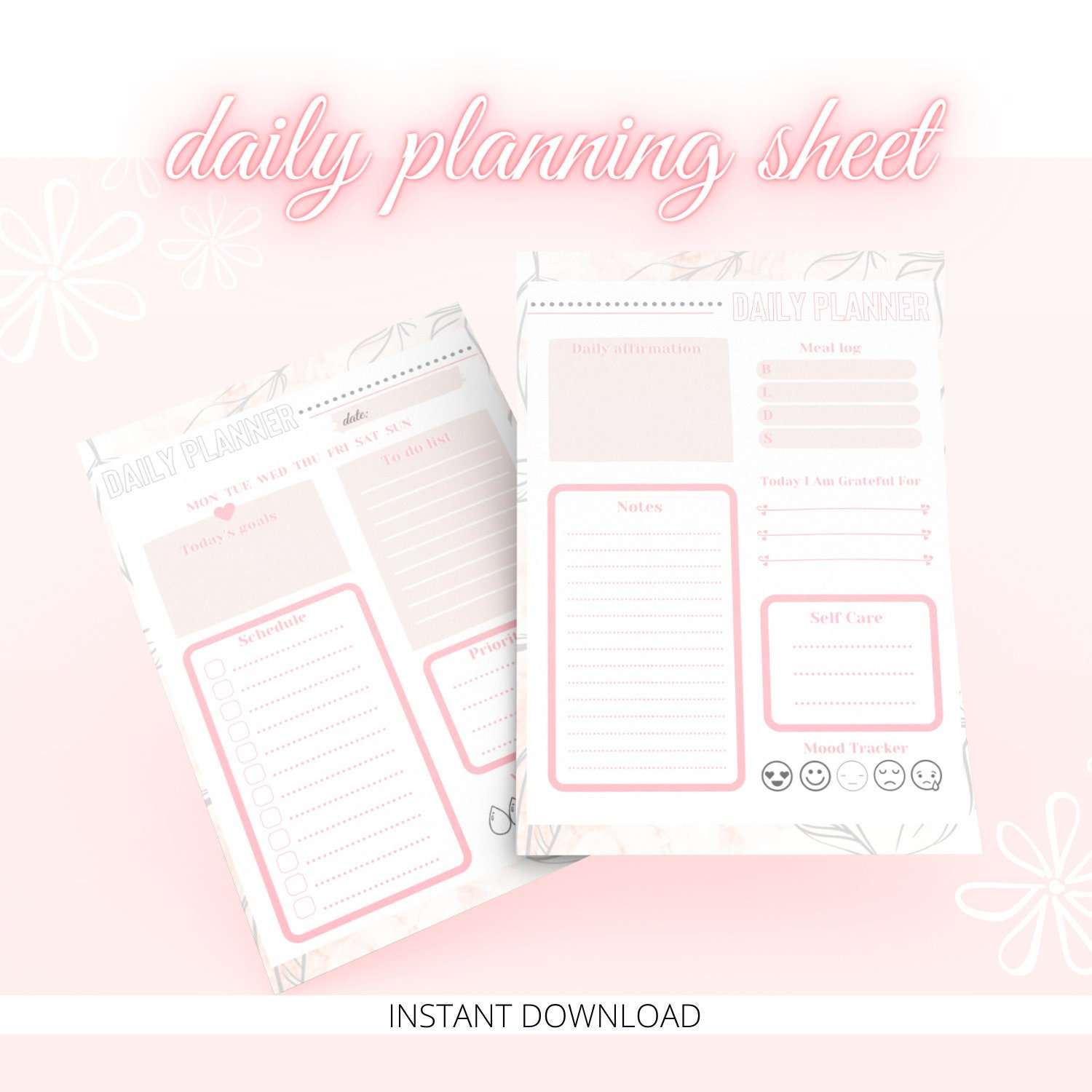 Printable Daily Planner Sheet Daily to Do List Daily Schedule Organizer ...