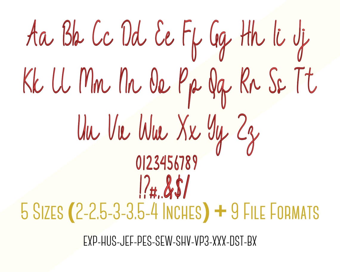3D Cursive Puff Embroidery Font | BX Embroidery Alphabet | Script 3D ...