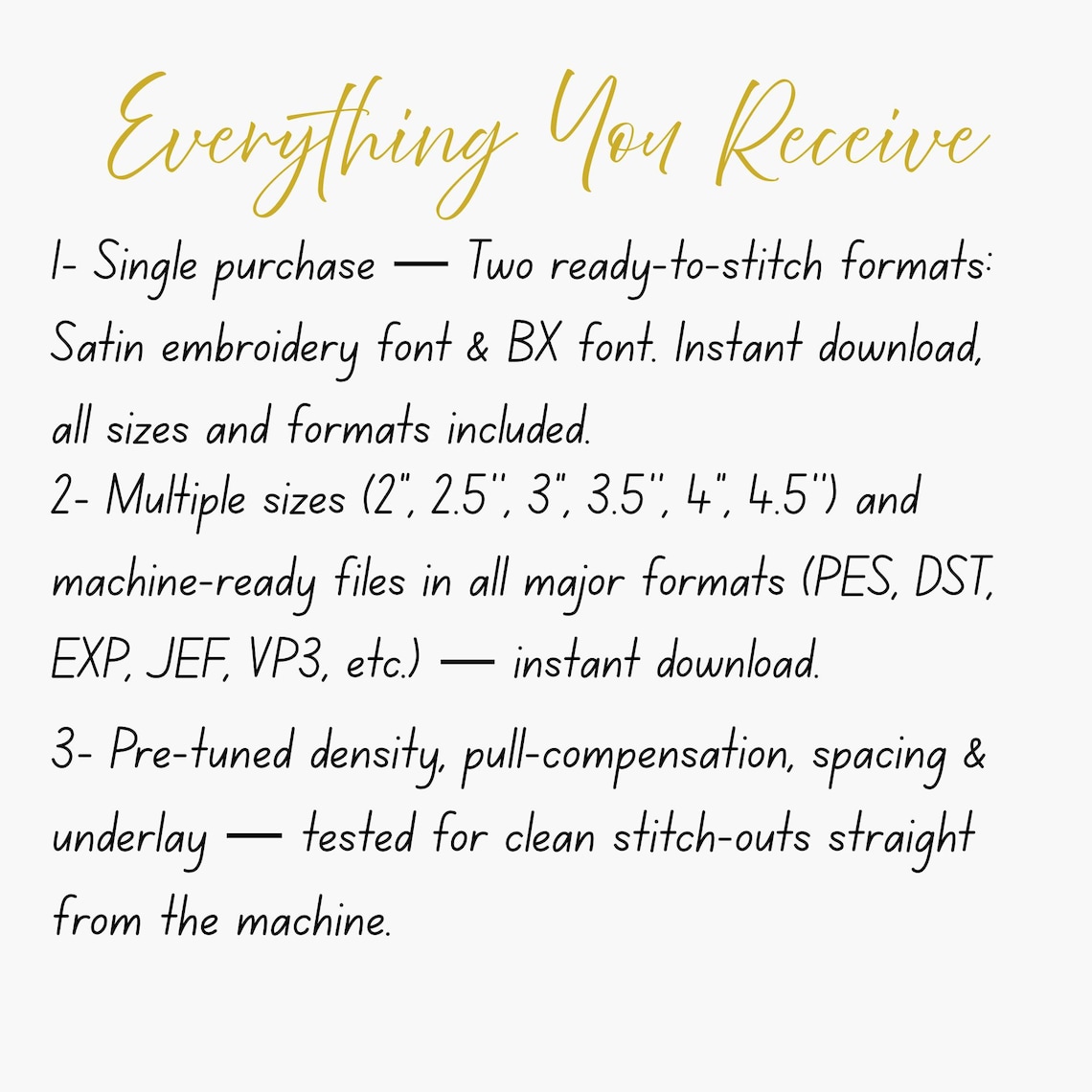 Satin Embroidery Font – Cursive Script + BX Ready + 6 Sizes + Multi ...
