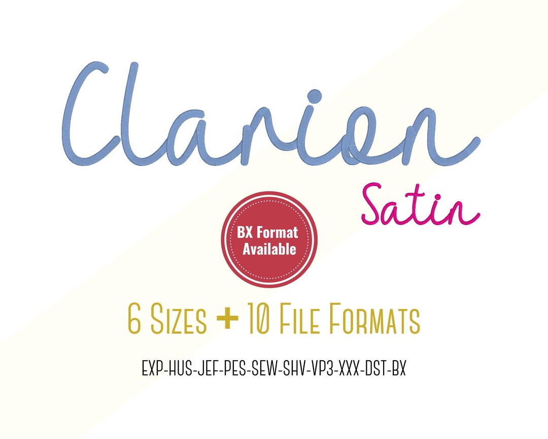 Clarion Cursive Script Embroidery Font, 6 Sizes, BX Font - PES + 8 ...