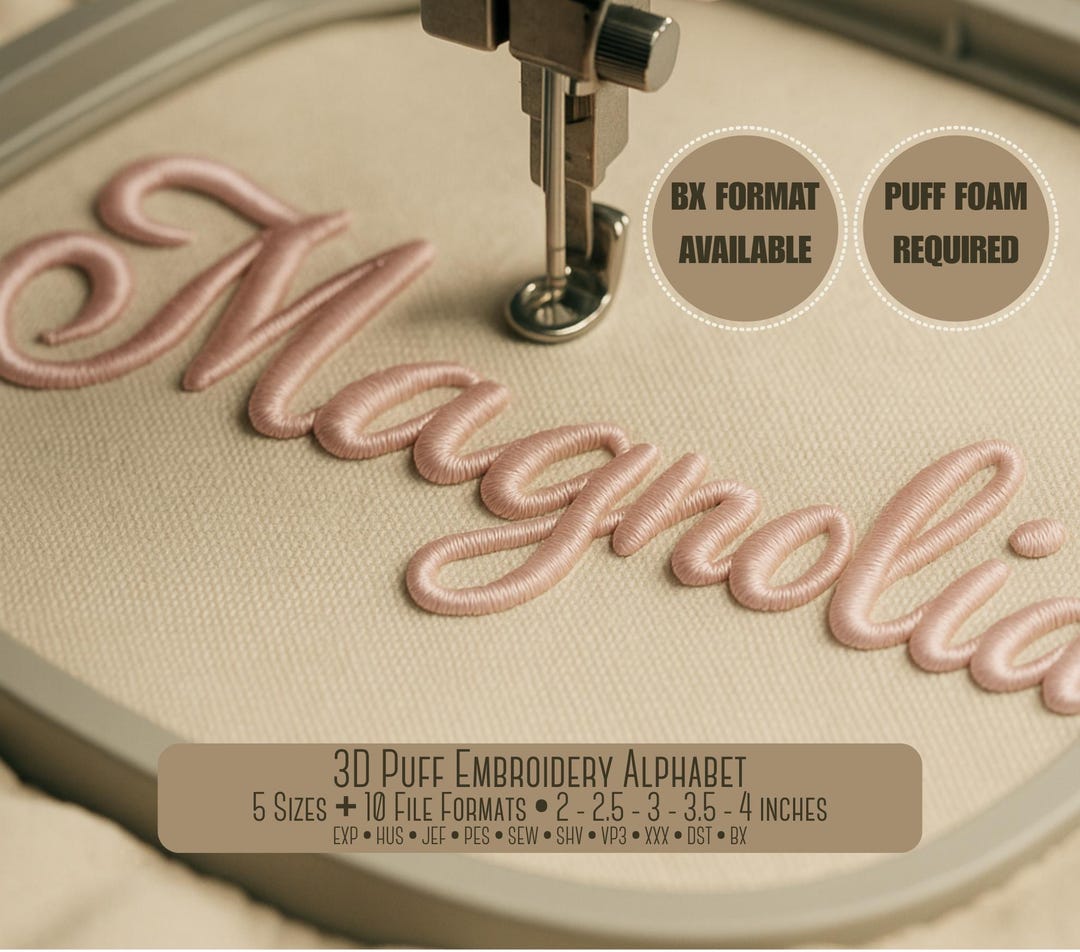 3D Puff Embroidery Alphabet Embroidery Font;bx Font - PES + 8 Other ...