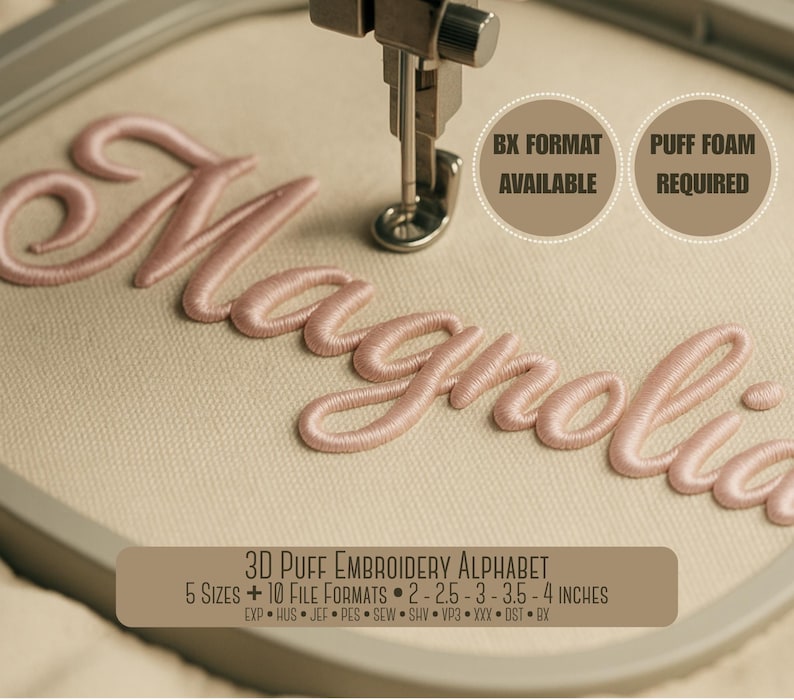3D Puff Embroidery Alphabet Embroidery Font;bx Font - PES + 8 Other ...