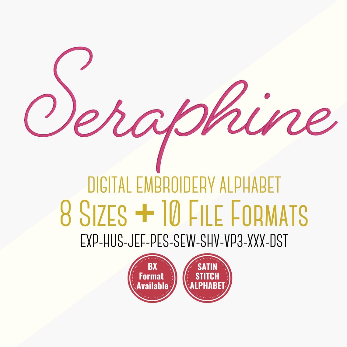 Satin Embroidery Font – Cursive Script + BX Ready + 6 Sizes + Multi ...