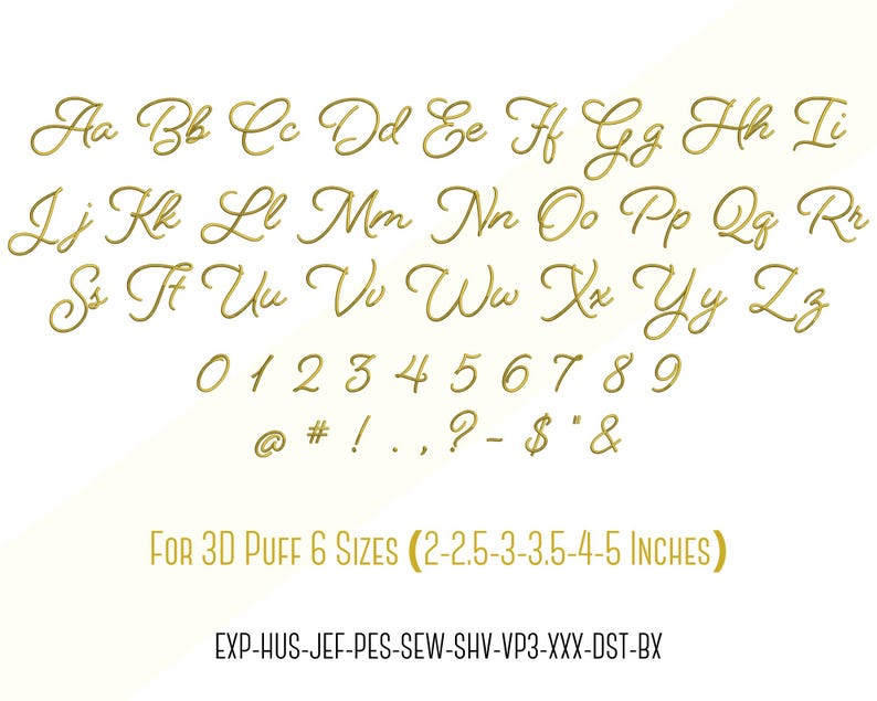 3D Puff Embroidery Font – Cursive Script & BX + 6 Sizes + Multi-format ...
