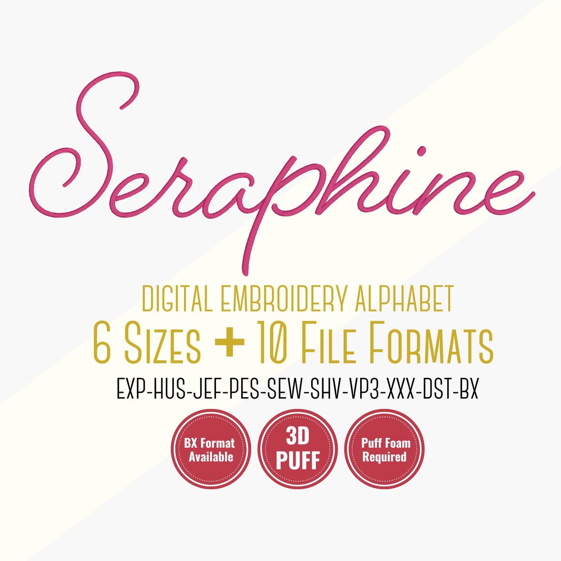 3D Puff Embroidery Font – Cursive Script & BX + 6 Sizes + Multi-format ...