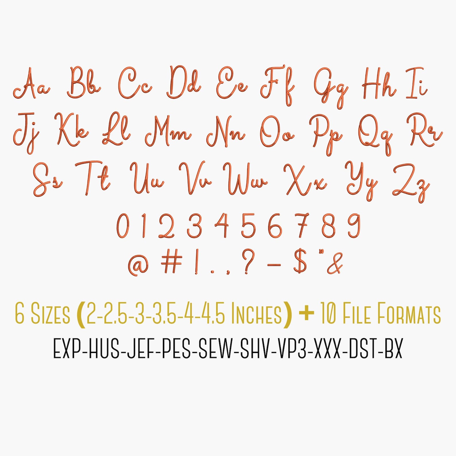 3D Puff Script Embroidery Font - BX Ready + 6 Sizes + PES+DST and More ...