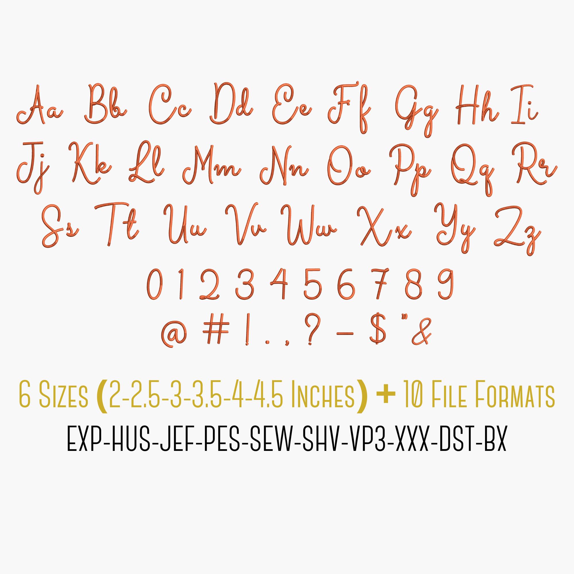3D Puff Script Embroidery Font - BX Ready + 6 Sizes + PES+DST and More ...