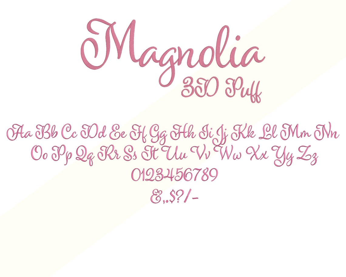 3D Puff Fonts Bundle, Cursive Script Fonts Bundle Embroidery Font; 5 ...