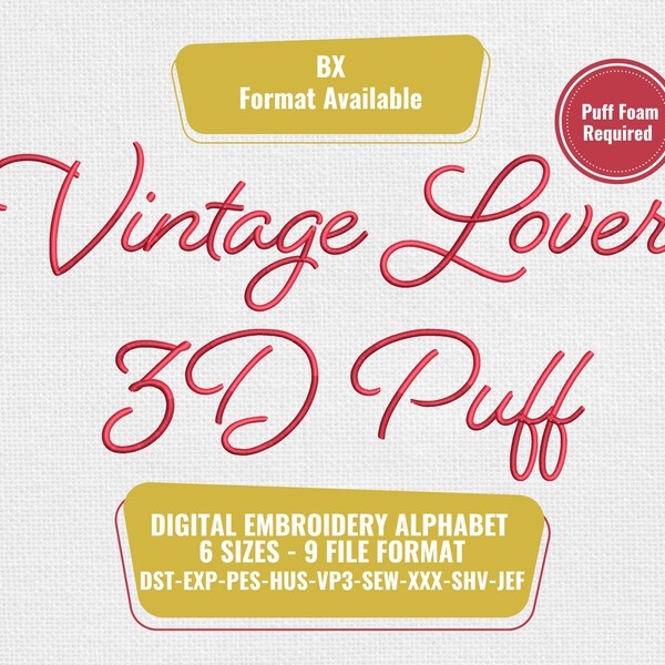 Puff Embroidery Script Font - Etsy