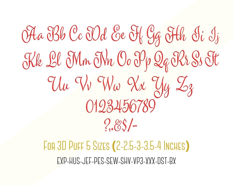 3D Puff Embroidery Alphabet Embroidery Font;bx Font - PES + 8 Other ...