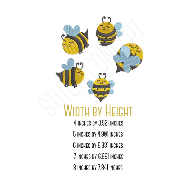 Cute Bees Machine Embroidery Design, 5 Sizes, PES With 8 Other Formats ...