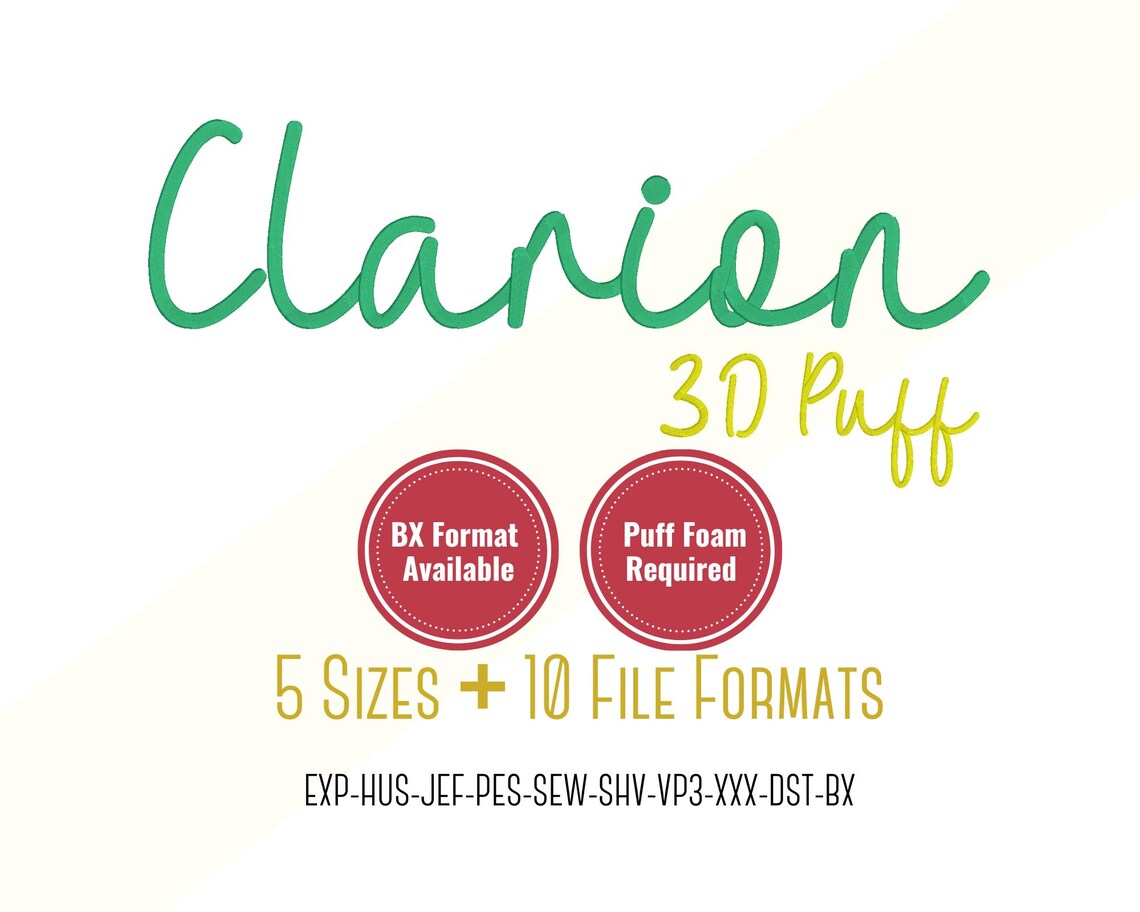 3D Cursive Puff Embroidery Font | BX Embroidery Alphabet | Script 3D ...