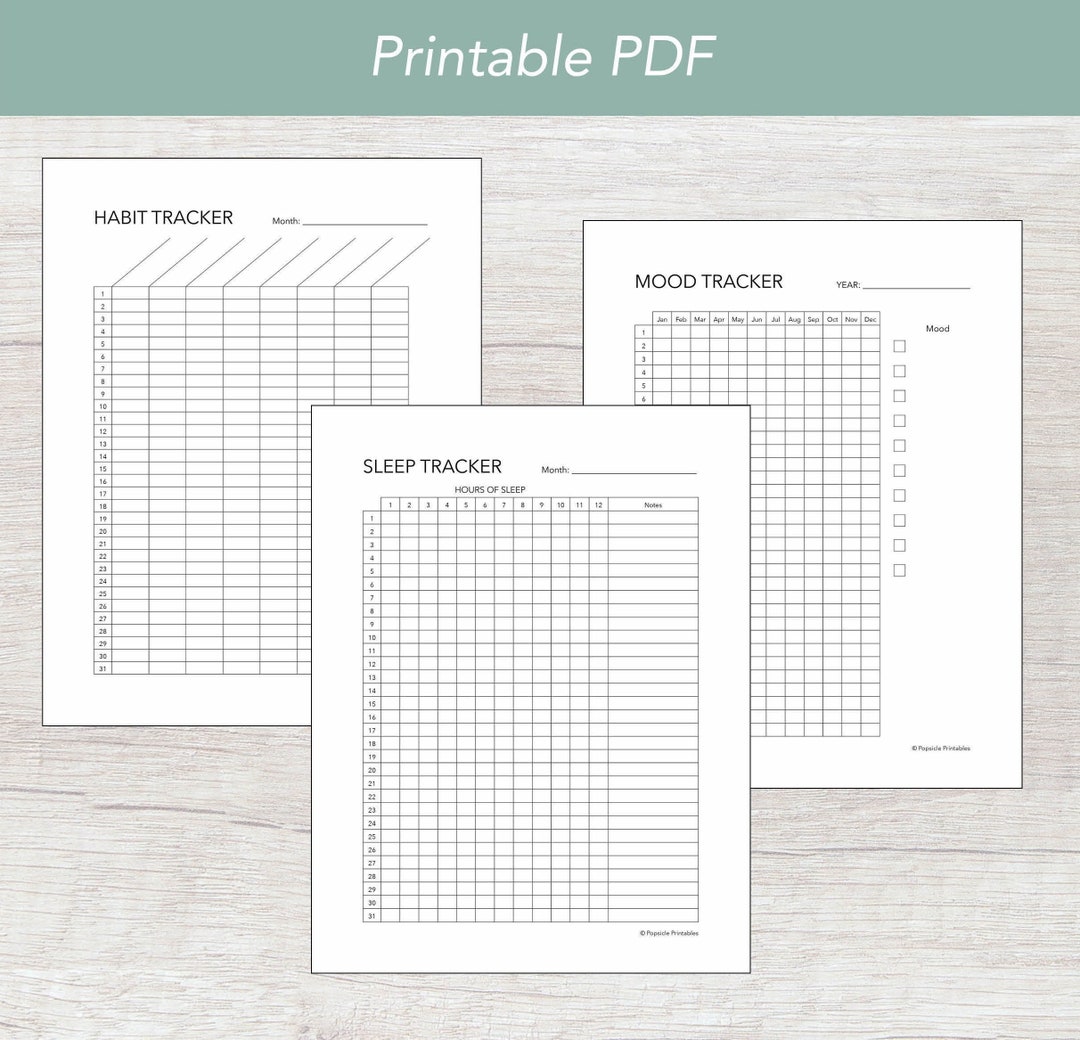 Sleep Tracker, Habit Tracker, Mood Tracker BUNDLE, 3 Pages, Printable ...