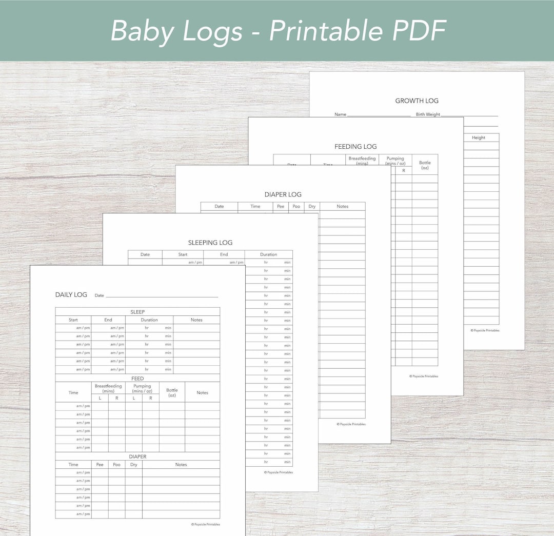 Printable Daily Baby Log, Sleep Tracker, Diaper Log, Feeding Log ...