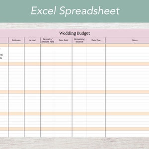 Wedding Budget Tracker, Excel Spreadsheet, Wedding Budget Template ...