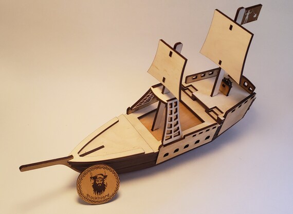 Pirate Ship Model Kit Blackbeard Wood Jolly Roger | Etsy