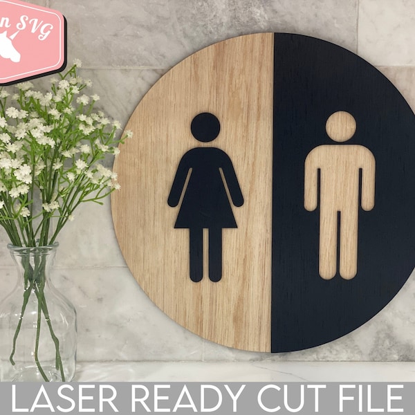 Restroom Sign Laser Files - Etsy