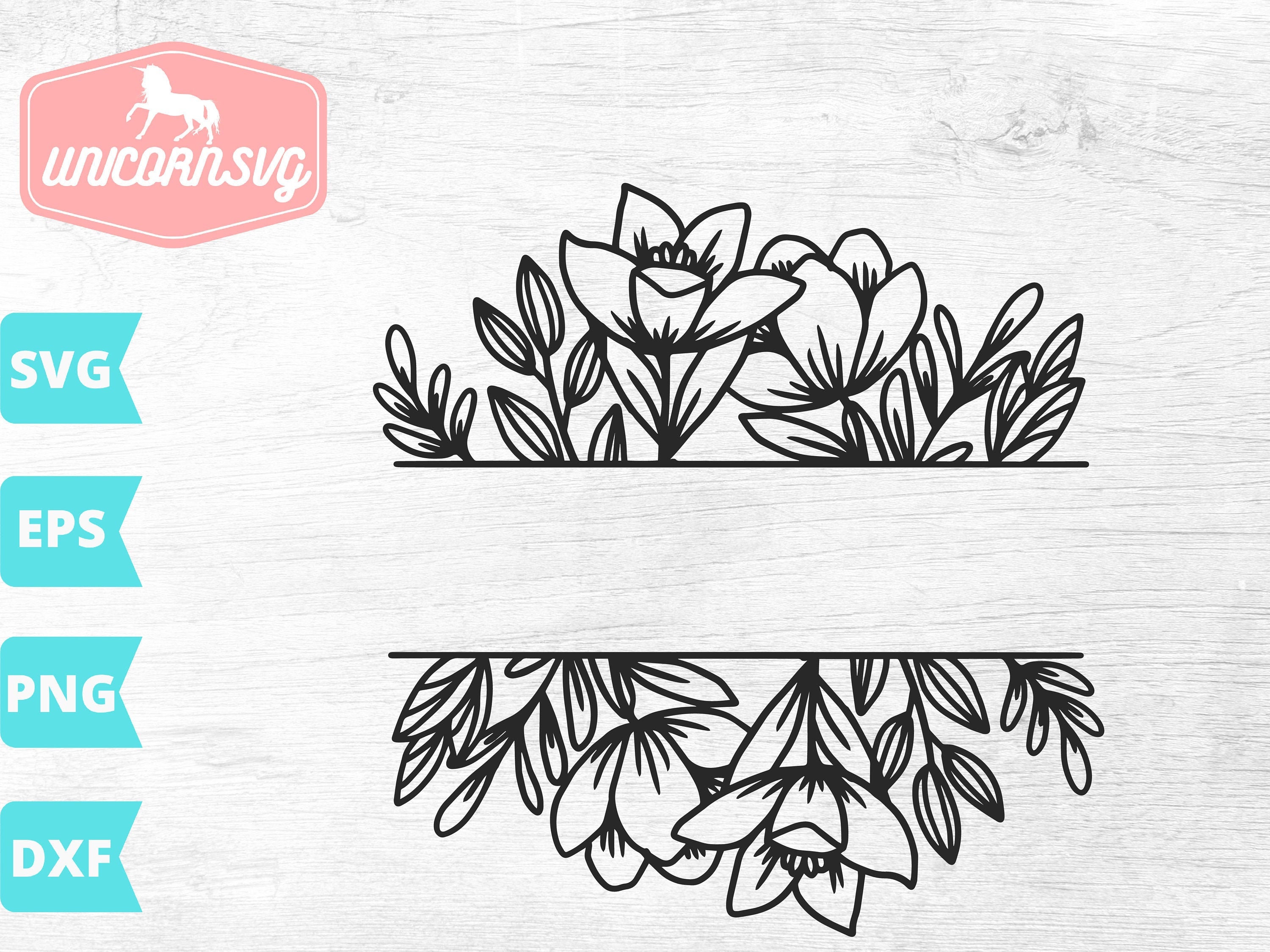 Floral Frame Svg Split Monogram Svg Flower Monogram Svg Wedding ...