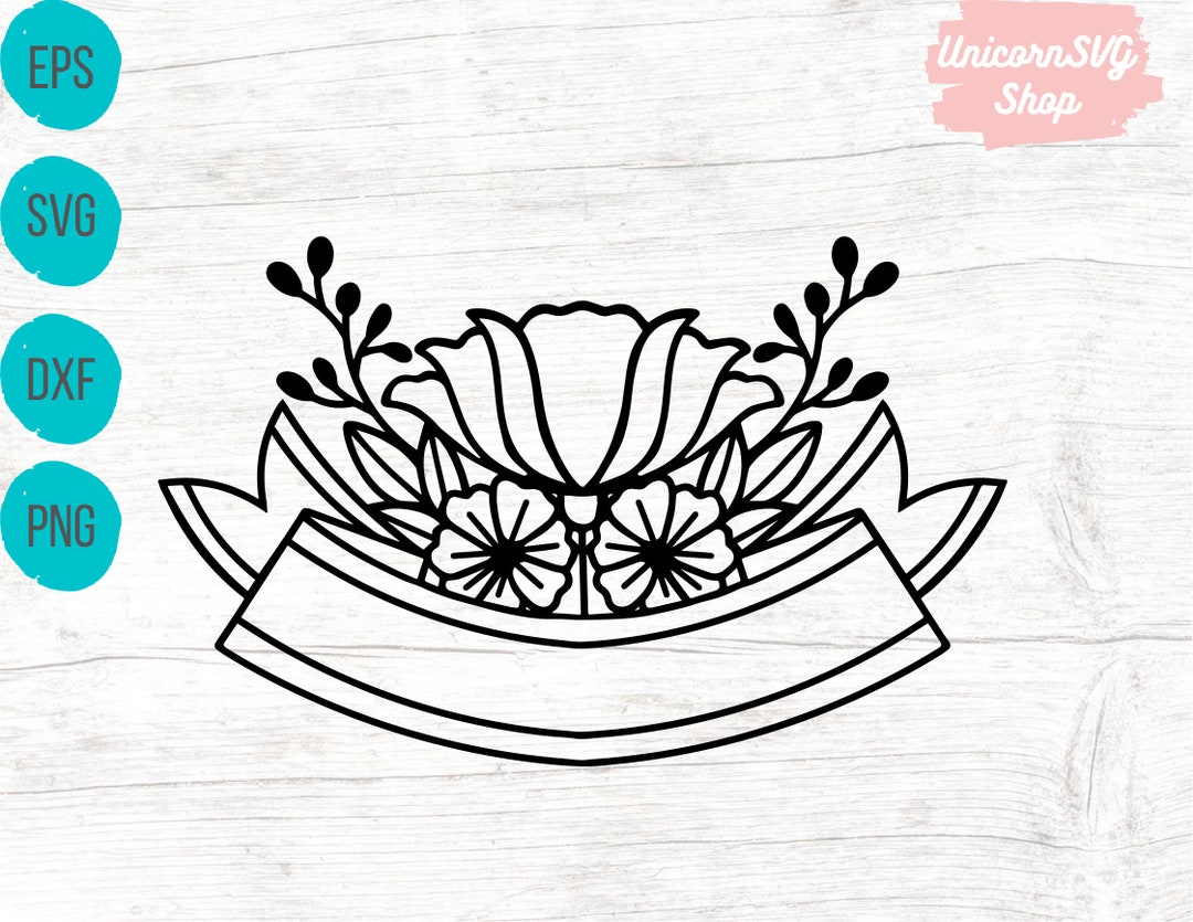 Flower Ribbon Banner Svg Floral Ribbon Cut File Flower Banner Svg ...