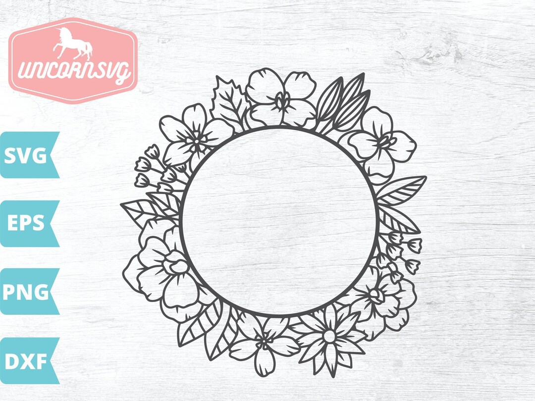 Floral Frame Svg Round Flower Frame Floral Frame Cut File Floral Border ...