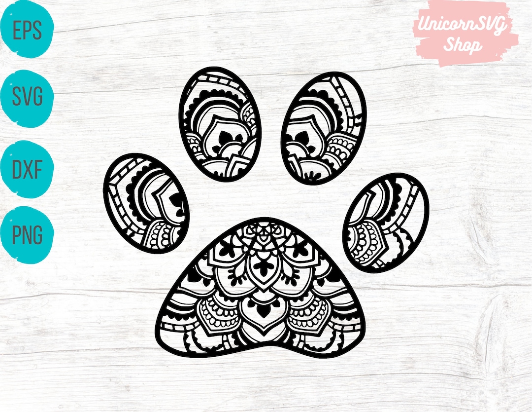 Mandala Paw Print svg Perro svg Mandala svg Perro Mamá svg Archivos ...