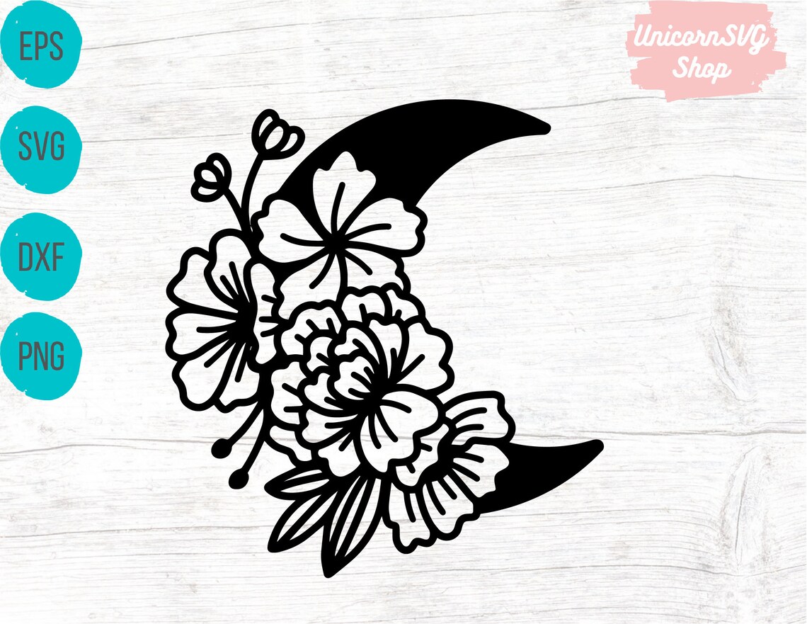 Floral Svg Sunflower Svg Moon Svg Moon Phase Svg Boho Svg Zentangle Svg ...