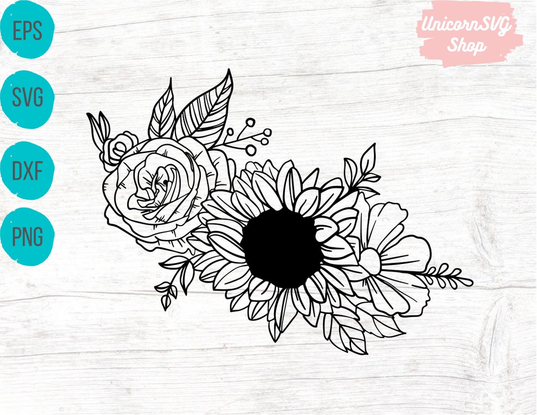 Sunflower Svg Files for Cricut Rose Svg Flower Svg Floral Svg Daisy Svg ...